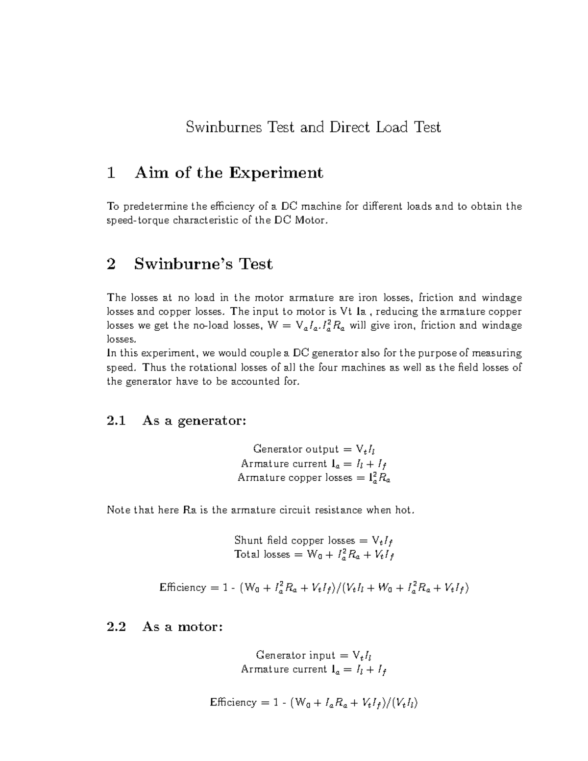 Exp4: Swinburnes Test and Direct Load Test - Swinburnes Test and Direct ...