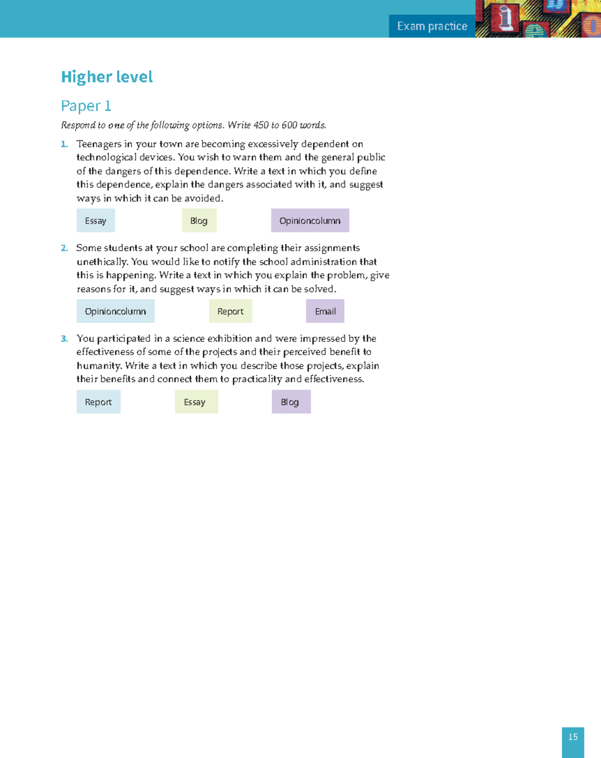 Exam Style Paper HL - Higher level Paper 1 Respond to one of the ...