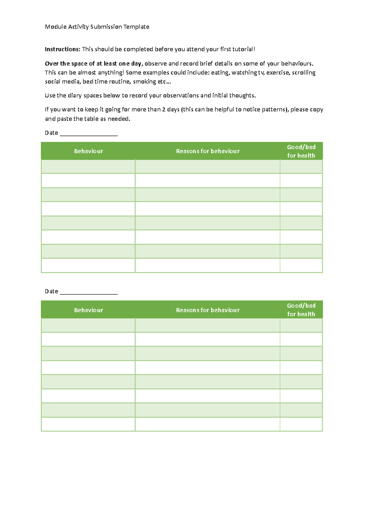Workbook 1 submission template - Instructions: This should be completed ...