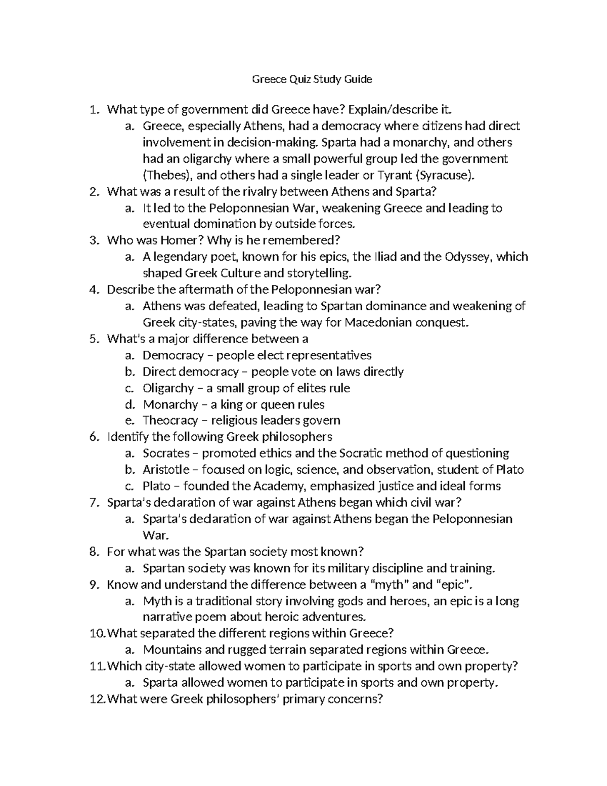 Greece Quiz Study Guide - Greece Quiz Study Guide What type of ...