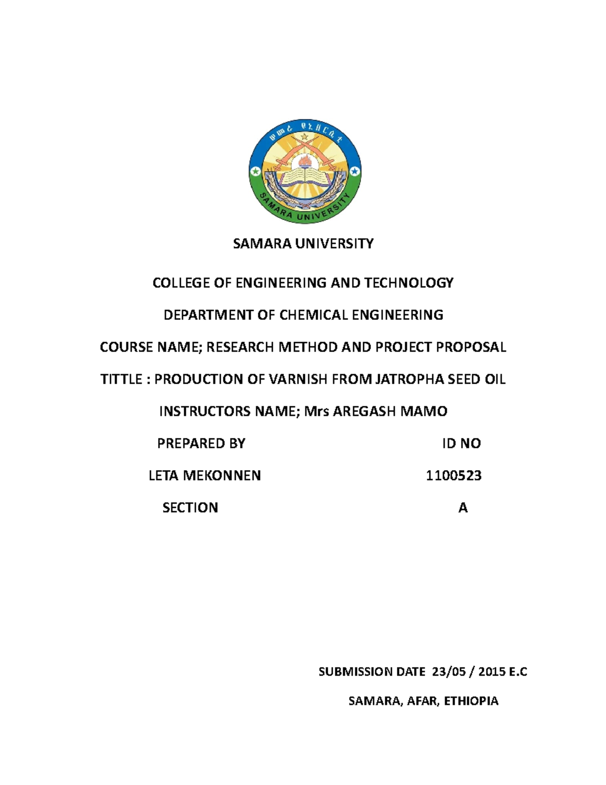 Research - history of world - SAMARA UNIVERSITY COLLEGE OF ENGINEERING ...
