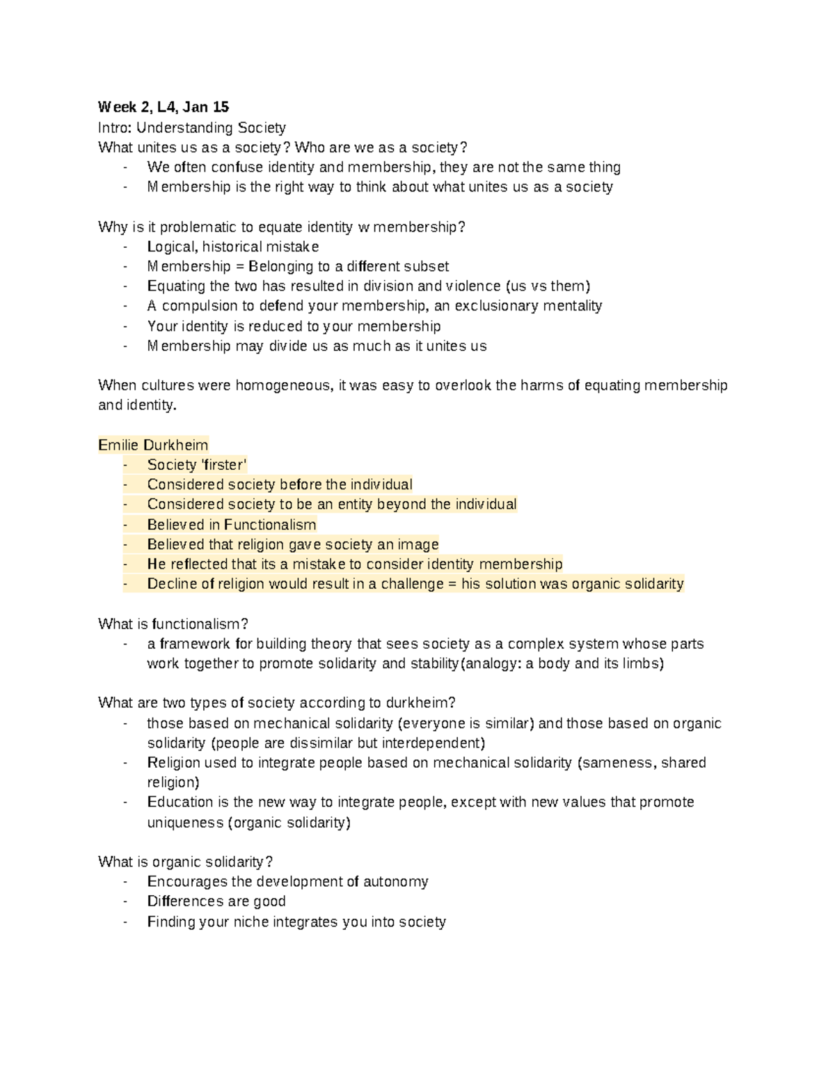 SOC 100 CH 234 - Google Docs - Week 2, L4, Jan 15 Intro: Understanding ...