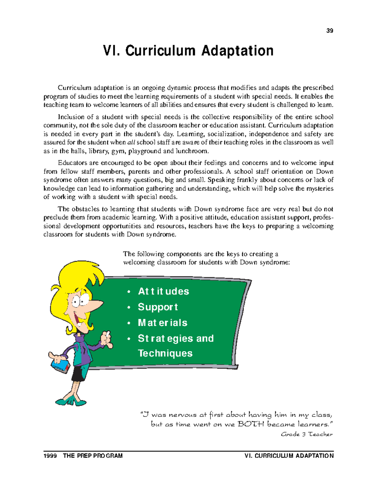 Curriculum Adaptation - 1999 THE PREP PROGRAM VI. CURRICULUM ADAPTATION ...