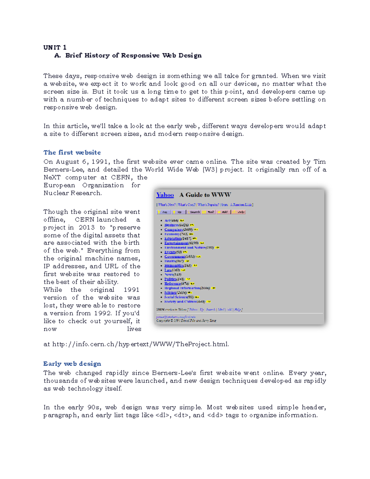 UNIT 1 - Intro to responsive web design - UNIT 1 A. Brief History of Responsive Web Design These ...