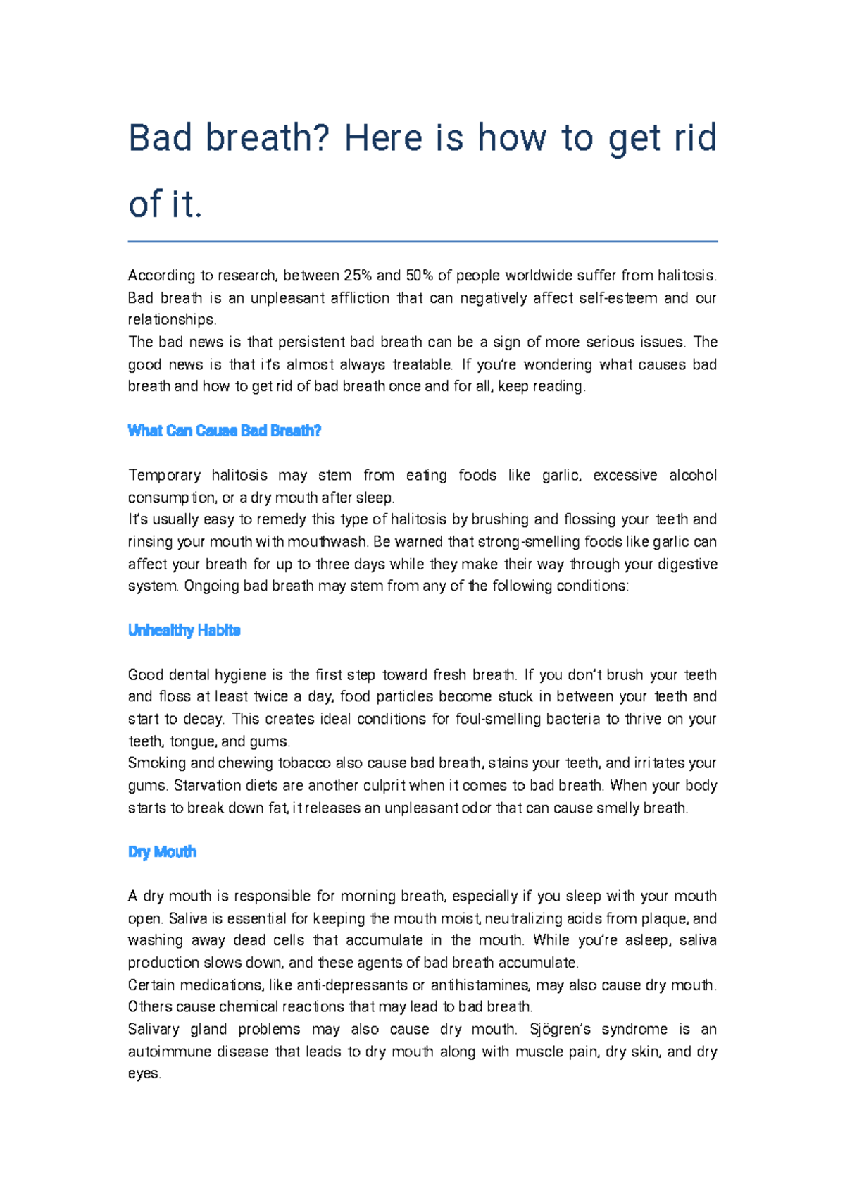 Get rid of bad breath - Tutorial note on health . - Bad breath? Here is ...