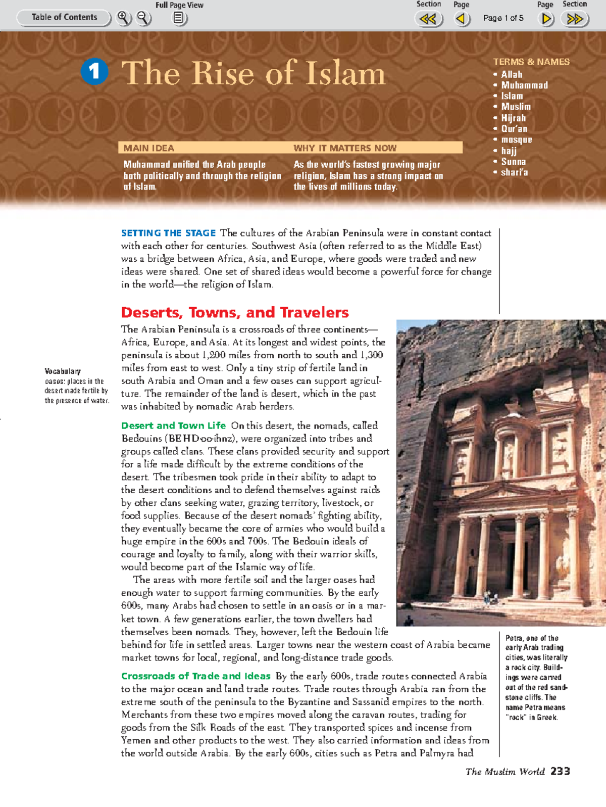 Rise of Islam Article - The Muslim World 233 SETTING THE STAGE The ...