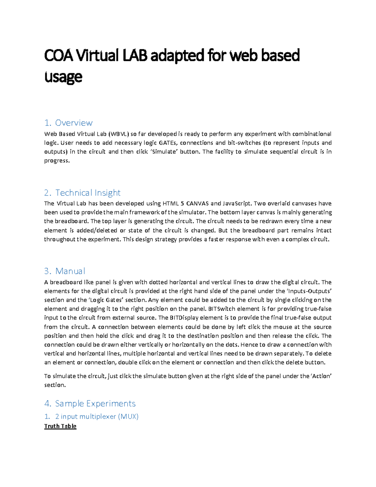 Co lab - computer organization virtual lab manual with all the experiments - COA Virtual LAB ...