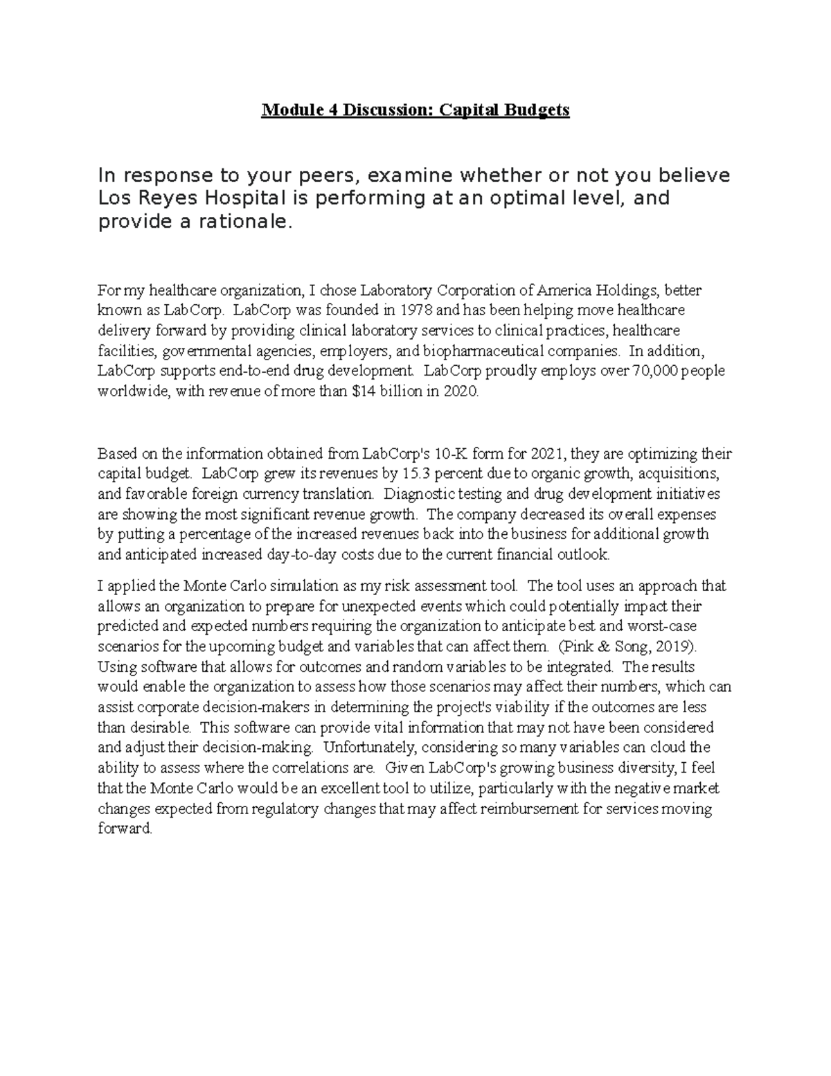 Module 4 Discussion - Module 4 Discussion: Capital Budgets In response ...