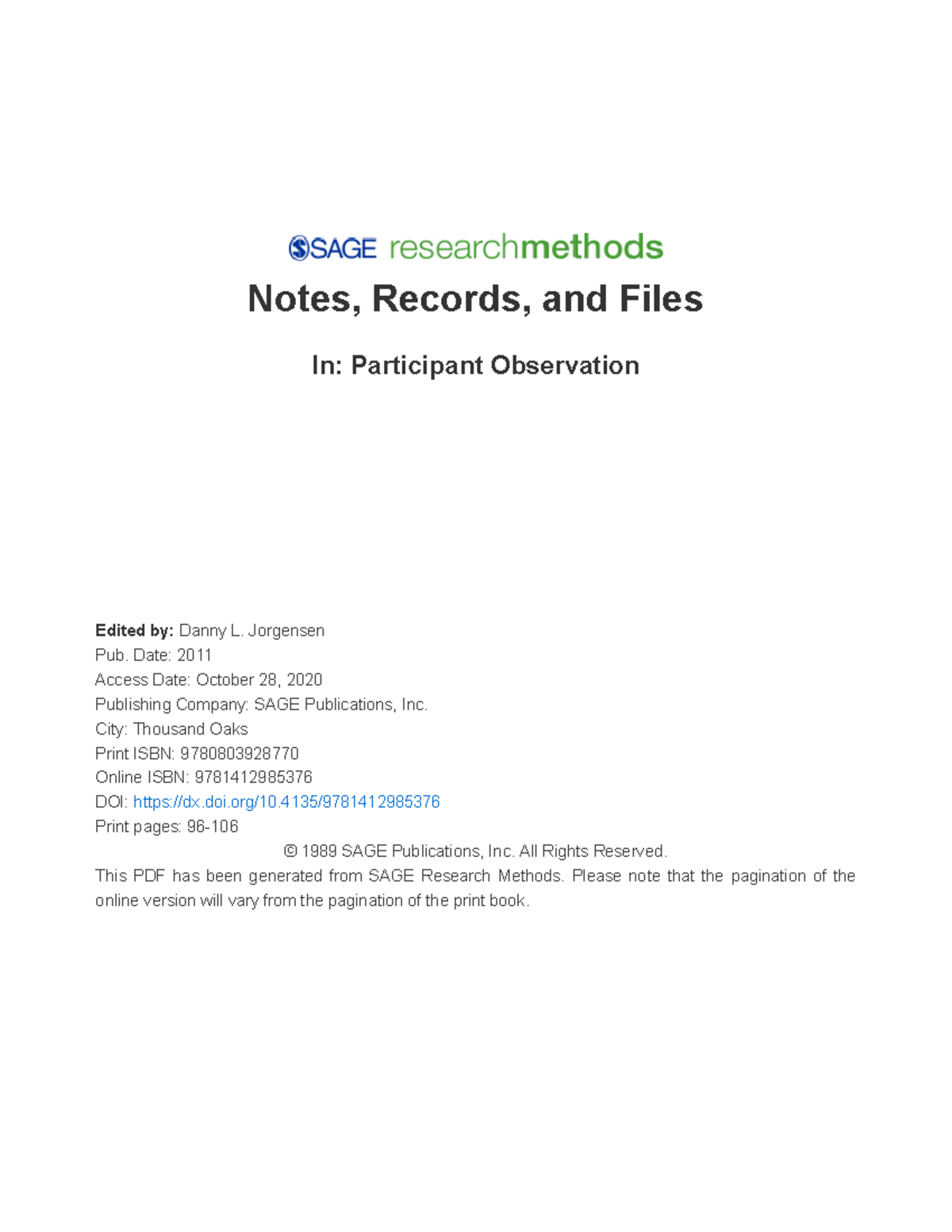 Participant-observation-4 - Notes, Records, and Files In: Participant ...