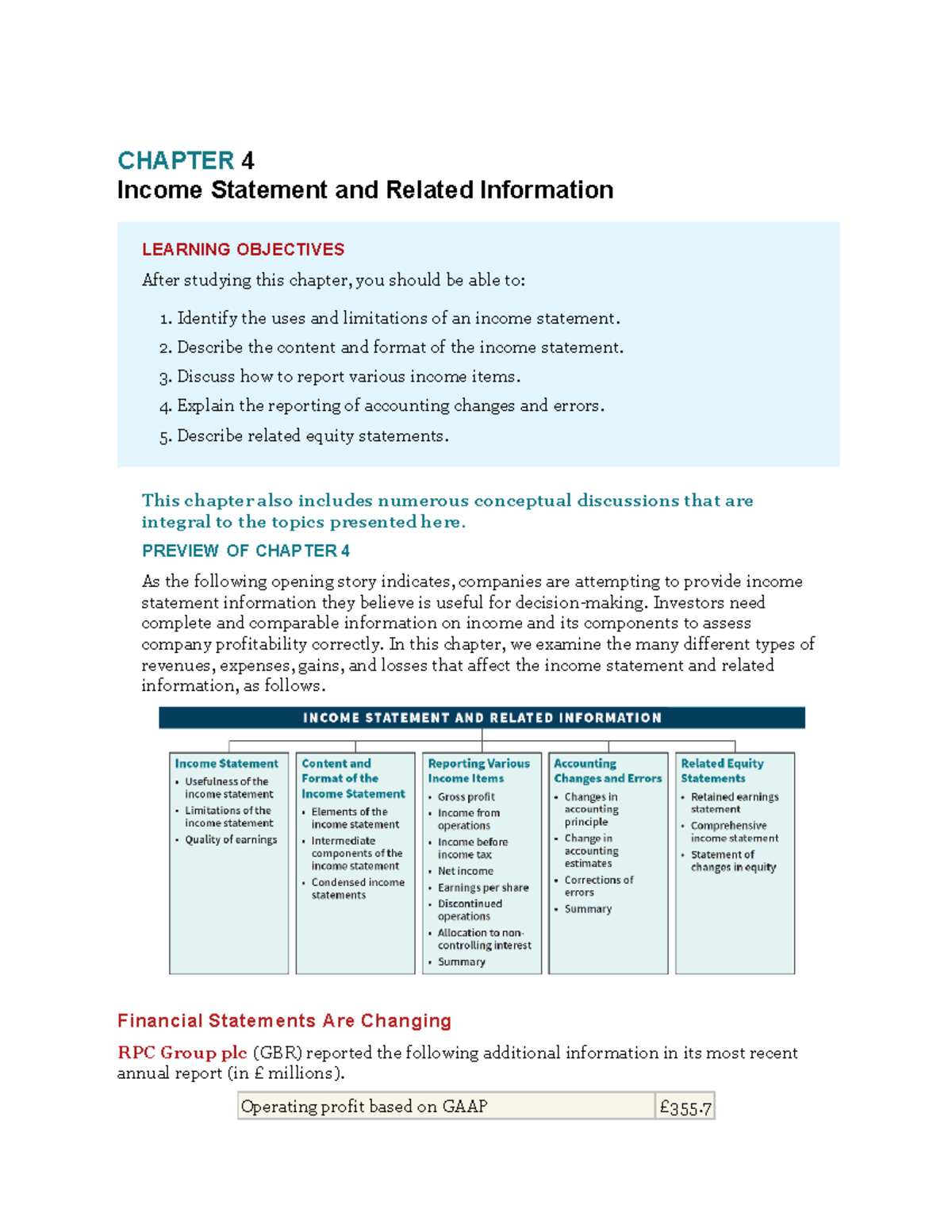 Ch4 Textbook Income Statement Kieso - CHAPTER 4 Income Statement and ...