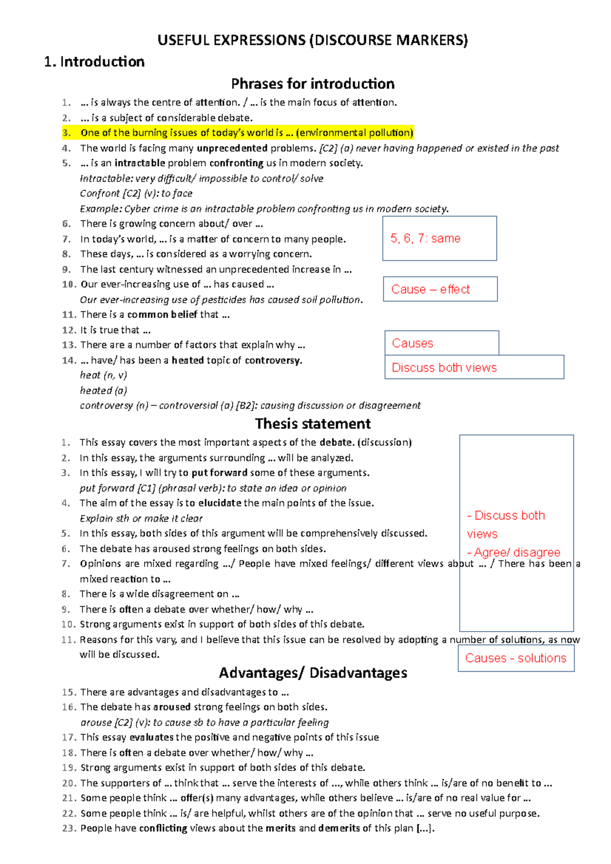 Useful Expressions - USEFUL EXPRESSIONS (DISCOURSE MARKERS) 1 ...