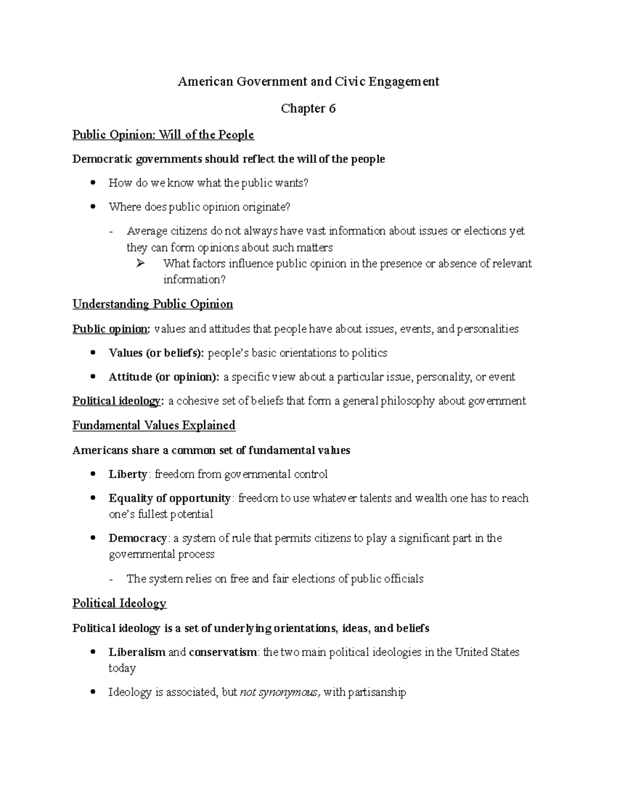 American Gov Ch. 6 Public Opinion Notes - American Government and Civic ...
