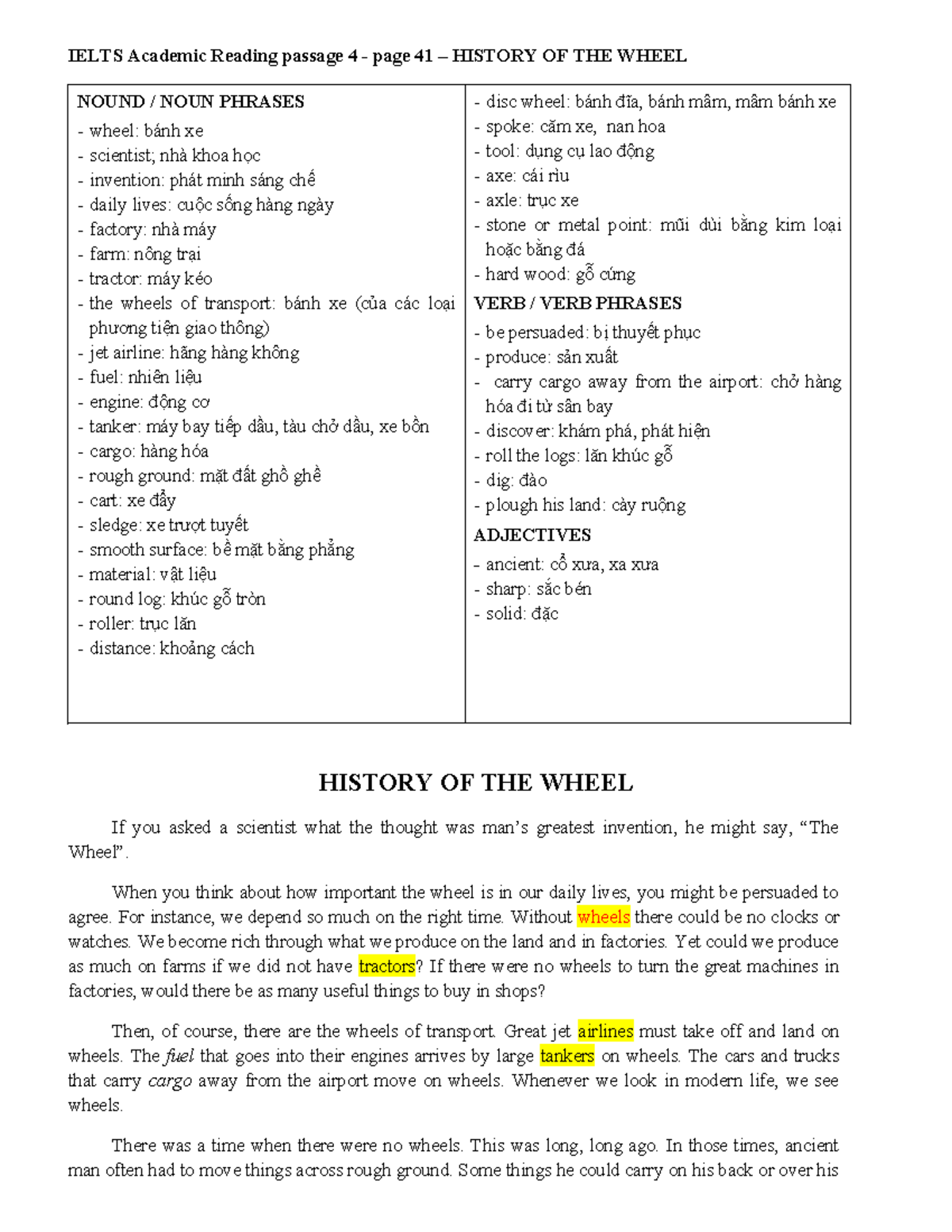 History of the wheel - IELTS Academic Reading passage 4 - page 41 ...