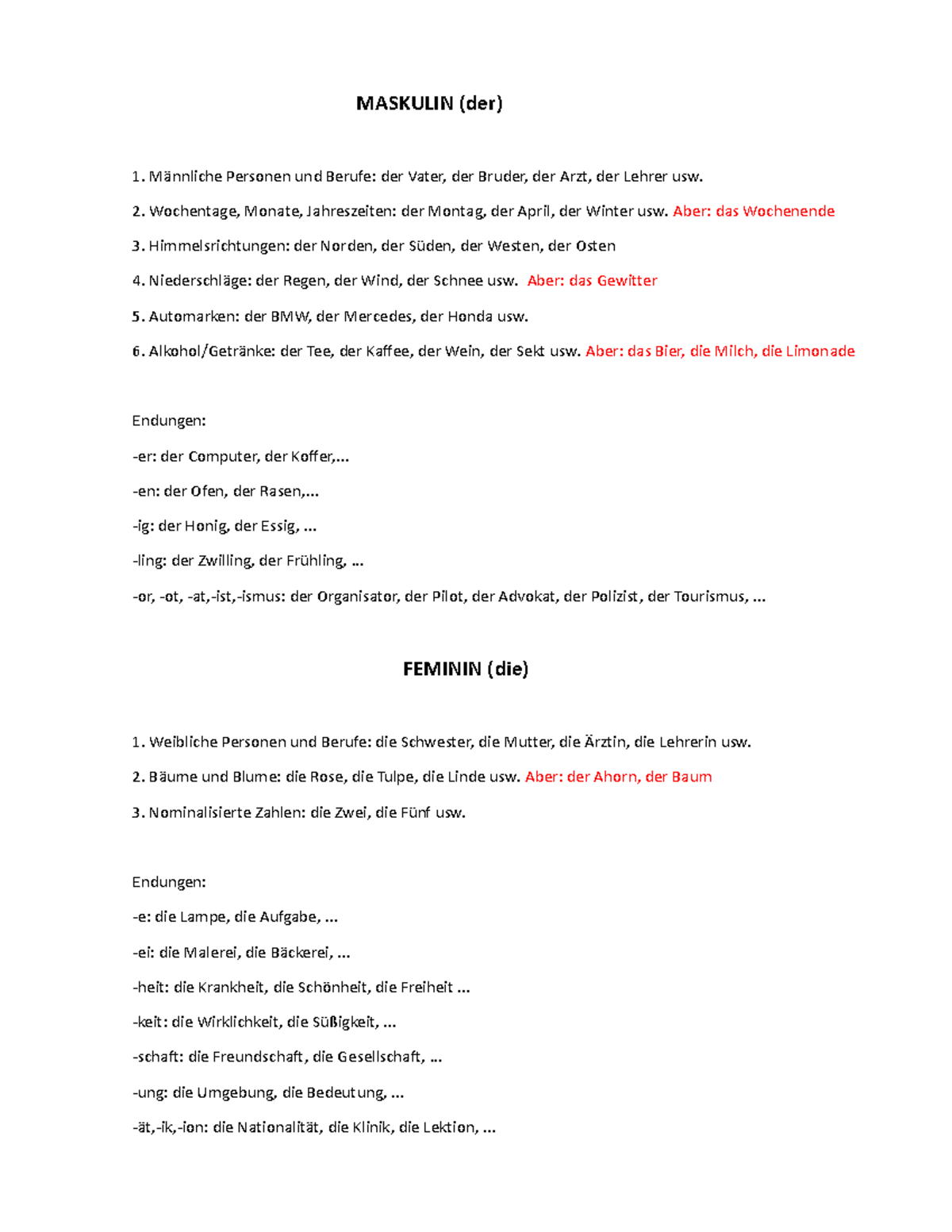 Maskulin - Grammatik DaF/DaZ - MASKULIN (der) 1. Männliche Personen und ...