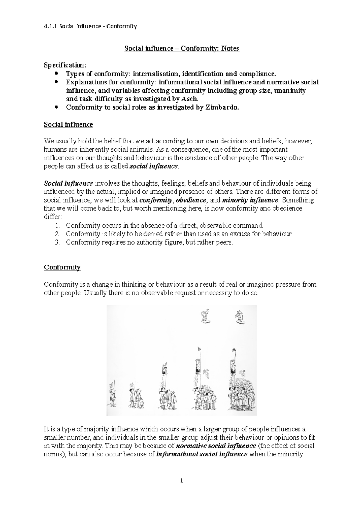 Social influence - conformity notes - Social influence – Conformity ...