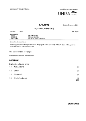 LPL4805 Assign - NOTARIAL PRACTICE LPL4805 Semester 1 Assessment 1 ...
