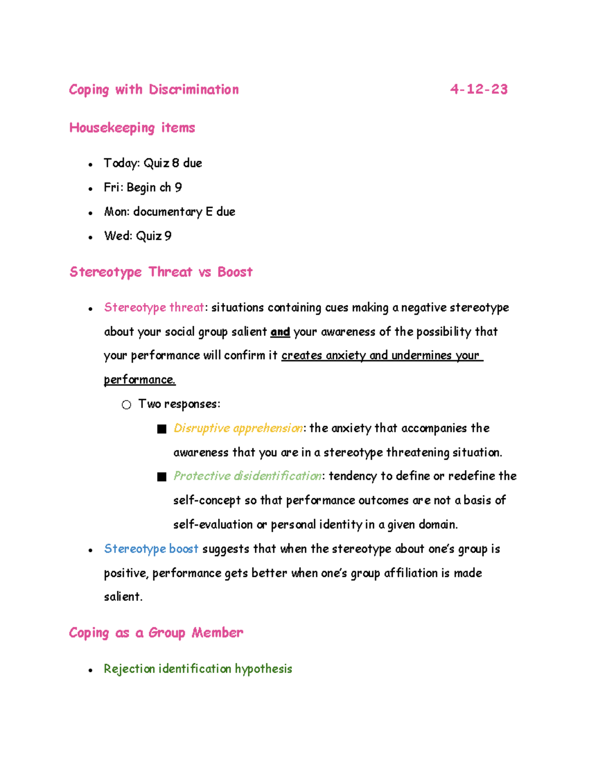 Coping with Discrimination - Two responses: Disruptive apprehension ...