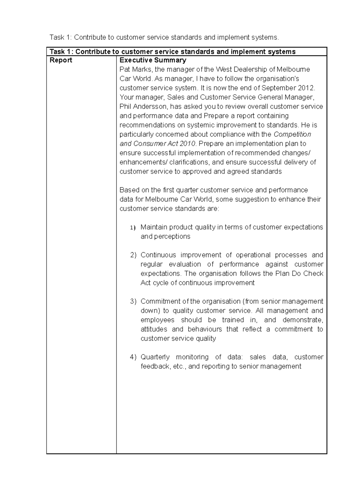 Assessment Bsbcus 403-Mia - Task 1: Contribute to customer service ...