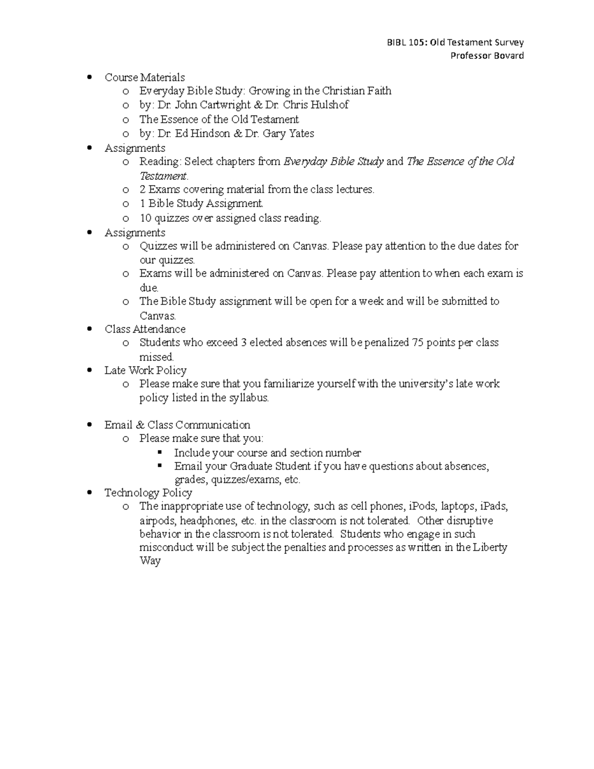 01 Day 1 - uhdsuho - BIBL 105: Old Testament Survey Professor Bovard ...