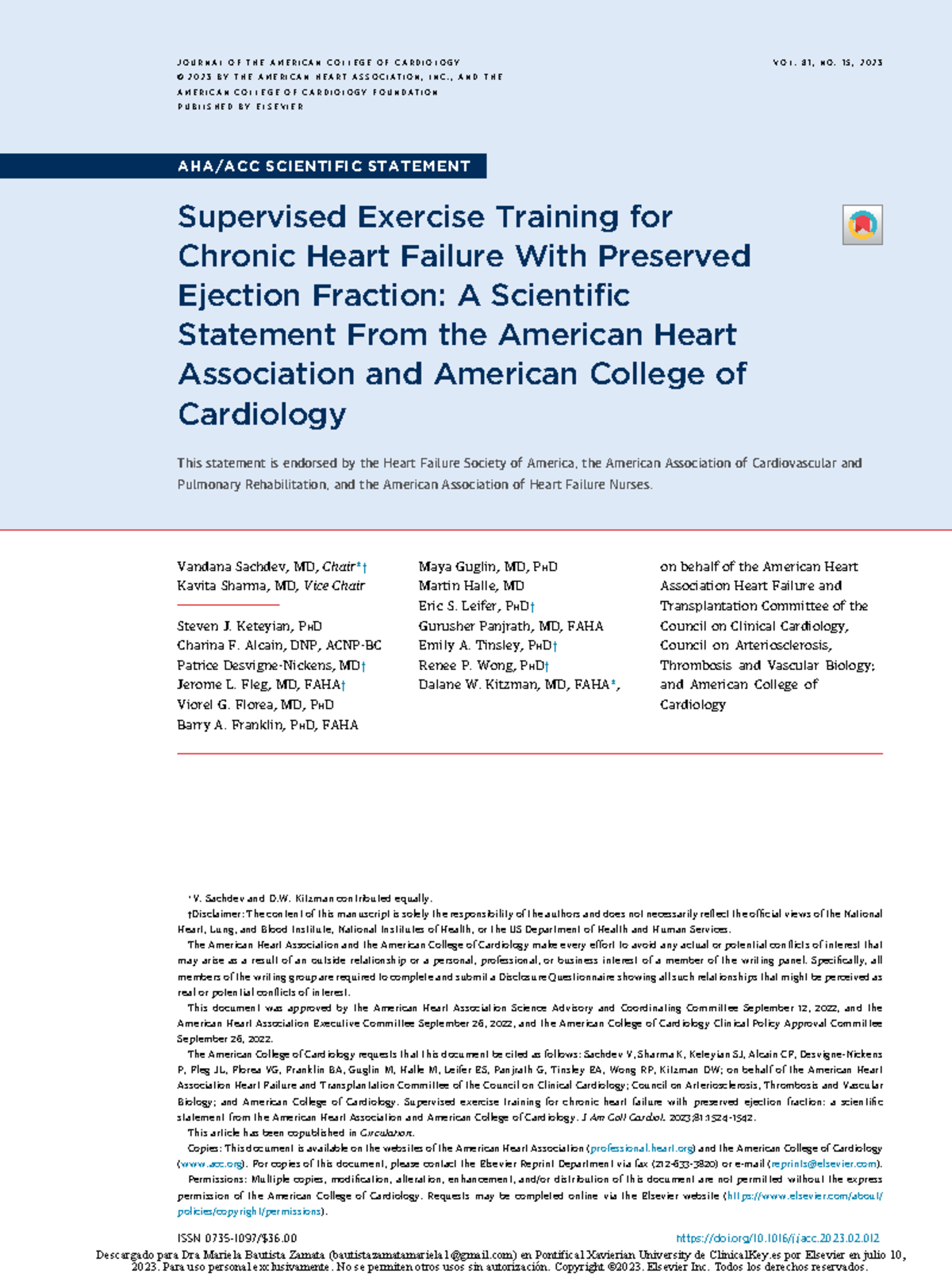 ART 2 - ,jb - AHA/ACC SCIENTIFIC STATEMENT Supervised Exercise Training ...