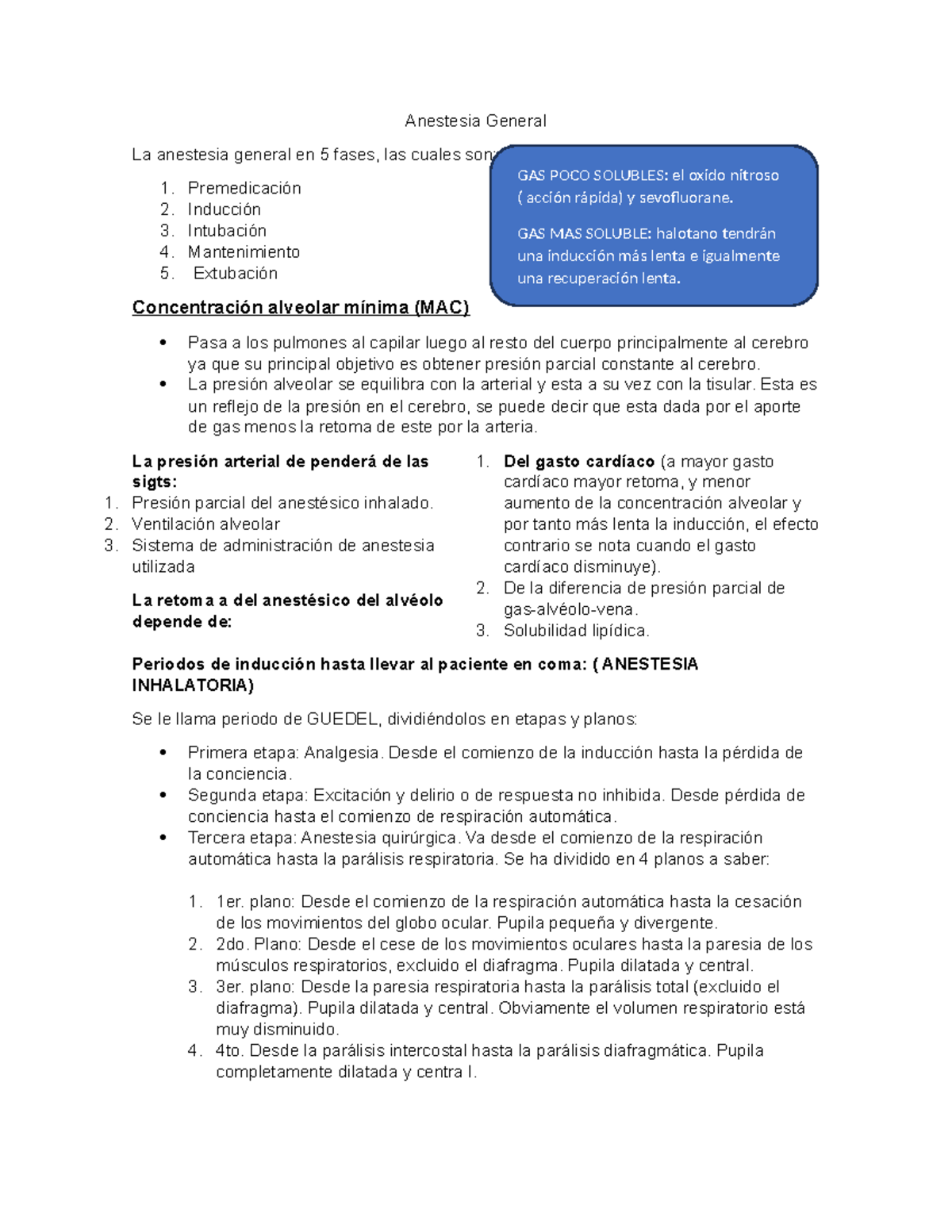 Anestesia General - notas - Anestesia General La anestesia general en 5 ...