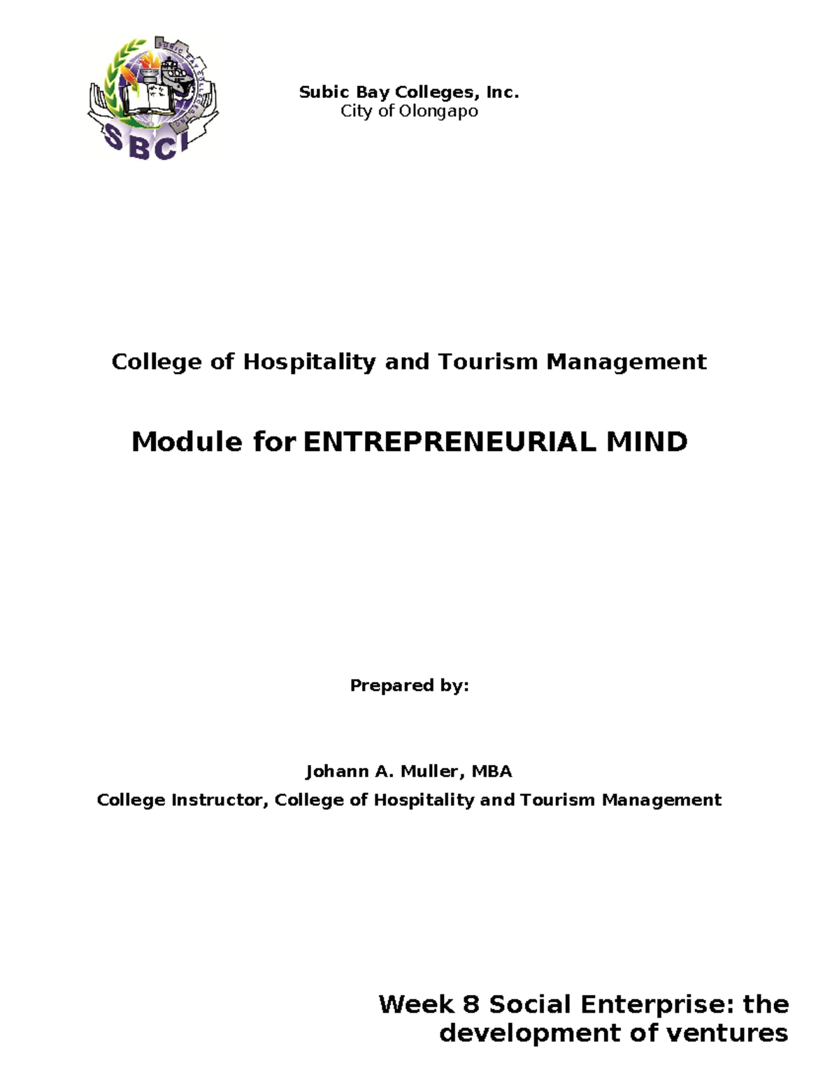 Week 008 - Module - College of Hospitality and Tourism Management ...