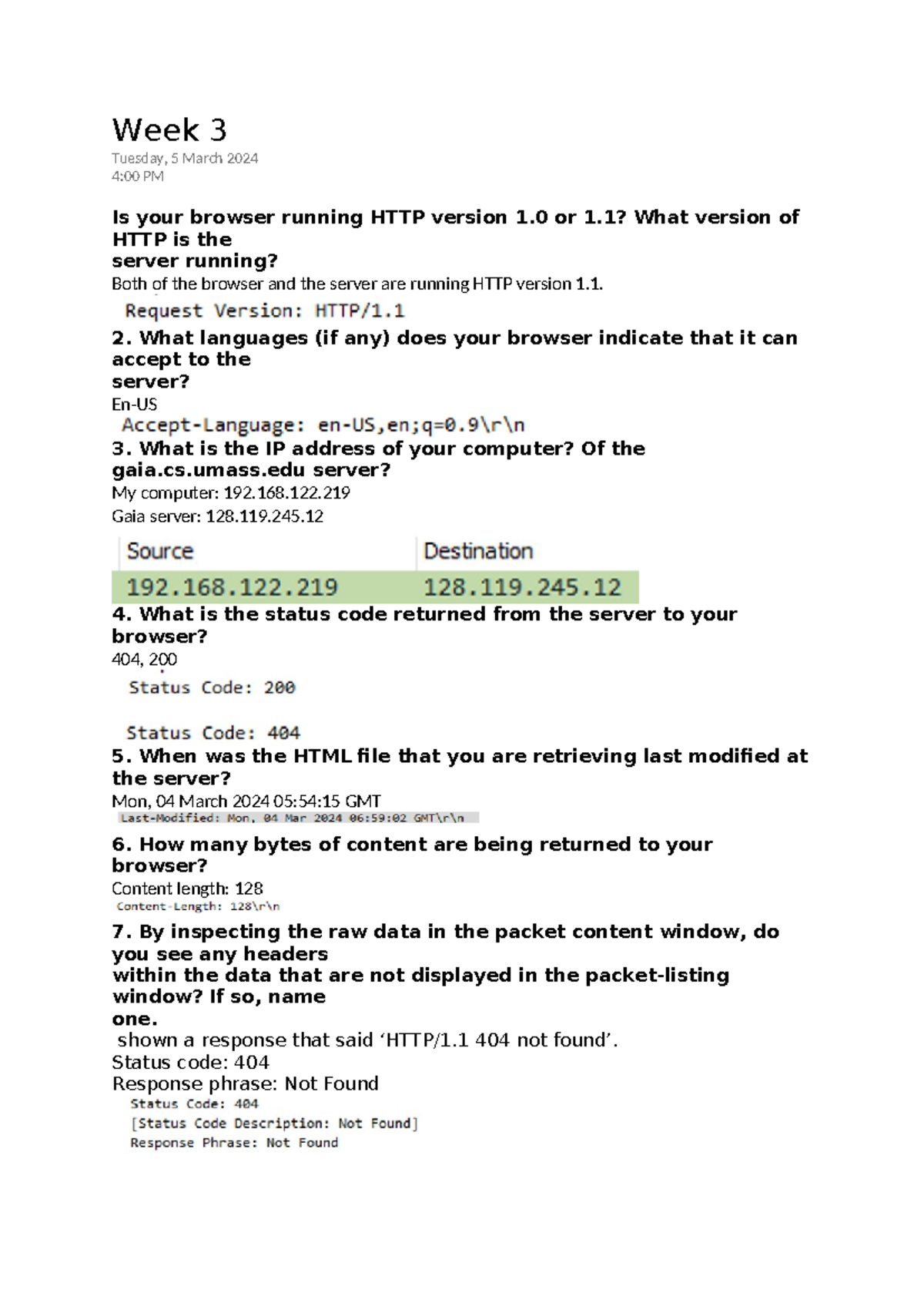 Week 3 - wk3 tut - Week 3 Tuesday, 5 March 2024 4:00 PM Is your browser running HTTP version 1 ...
