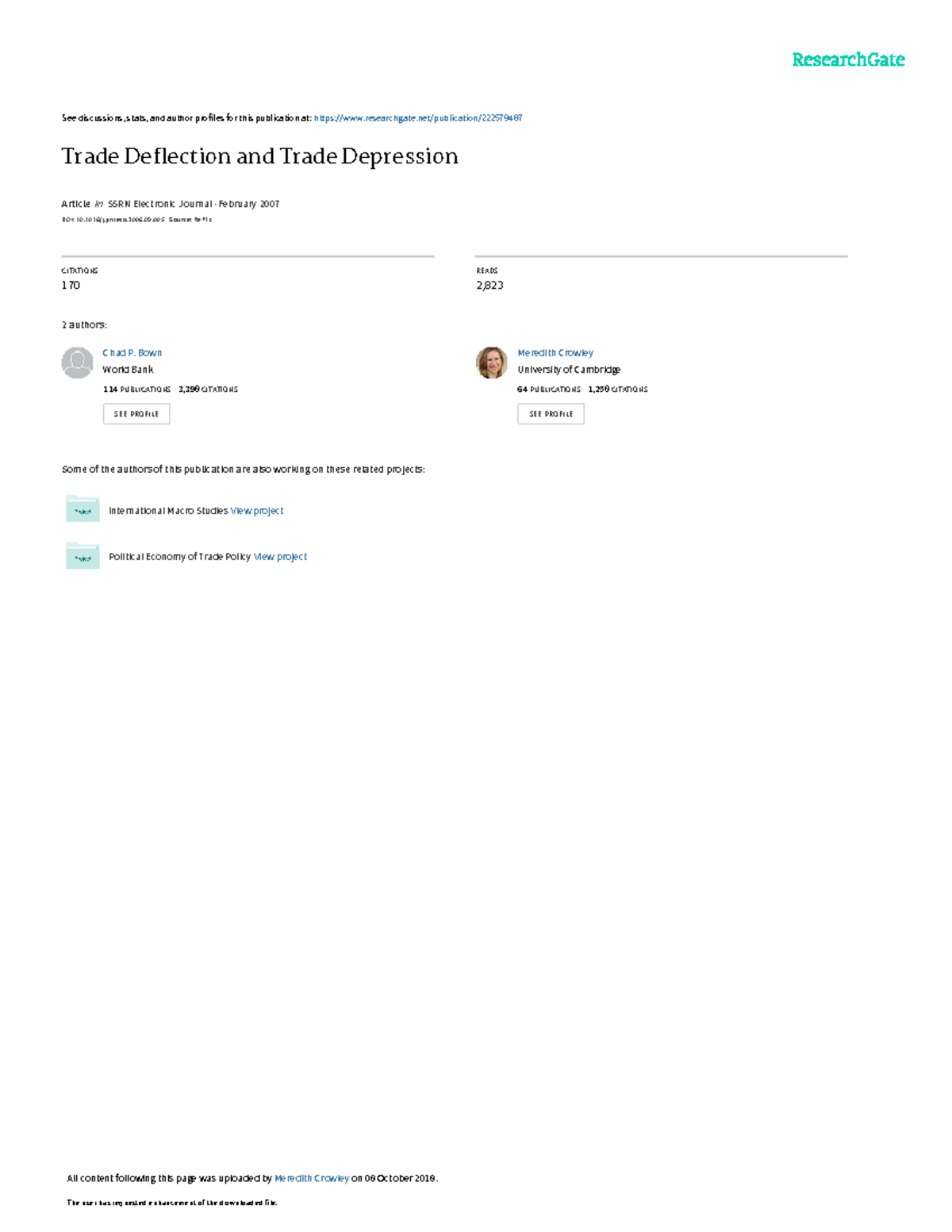 Trade Deflection and Trade Depression - See discussions, stats, and ...