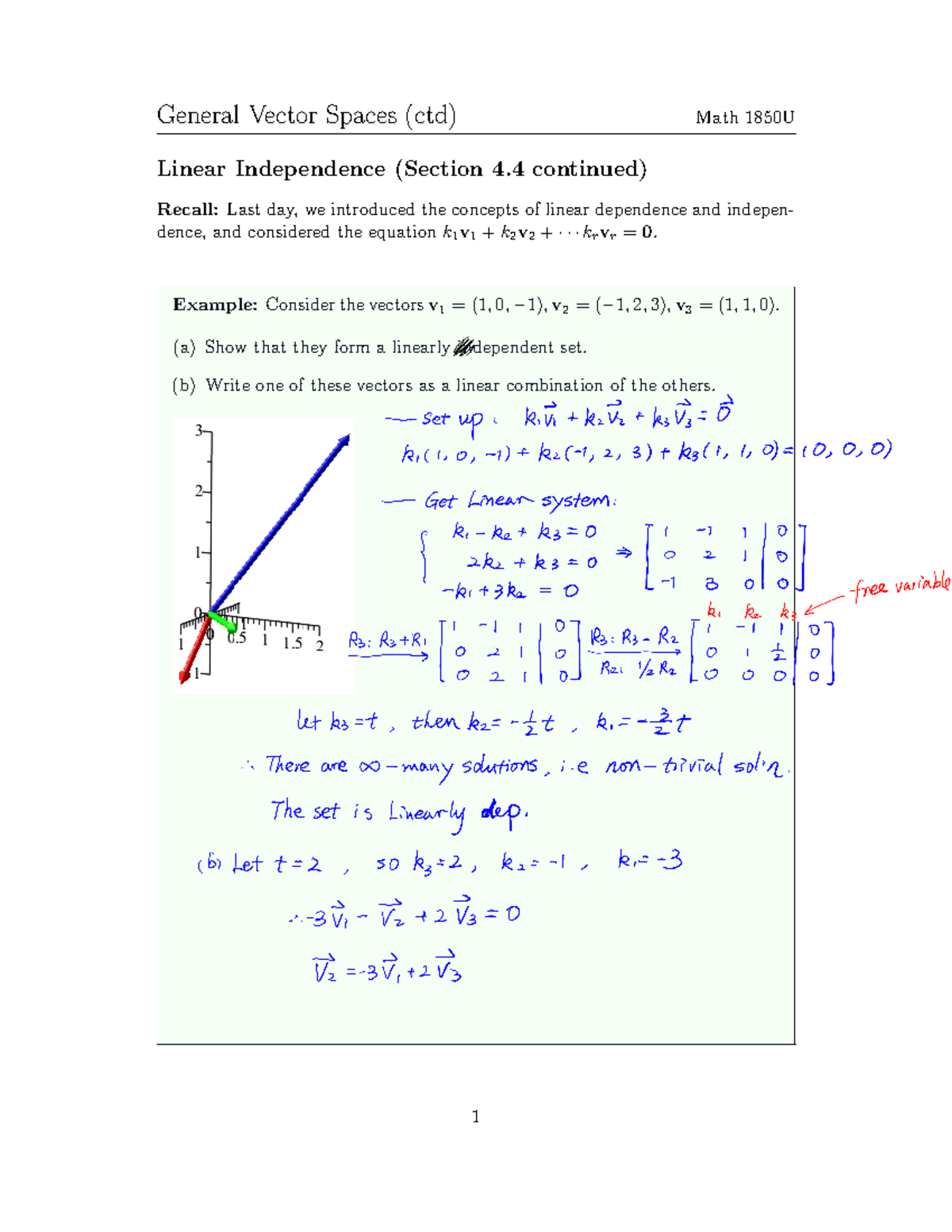 Lecture 13-posted - notes - General Vector Spaces (ctd) Math 1850U ...