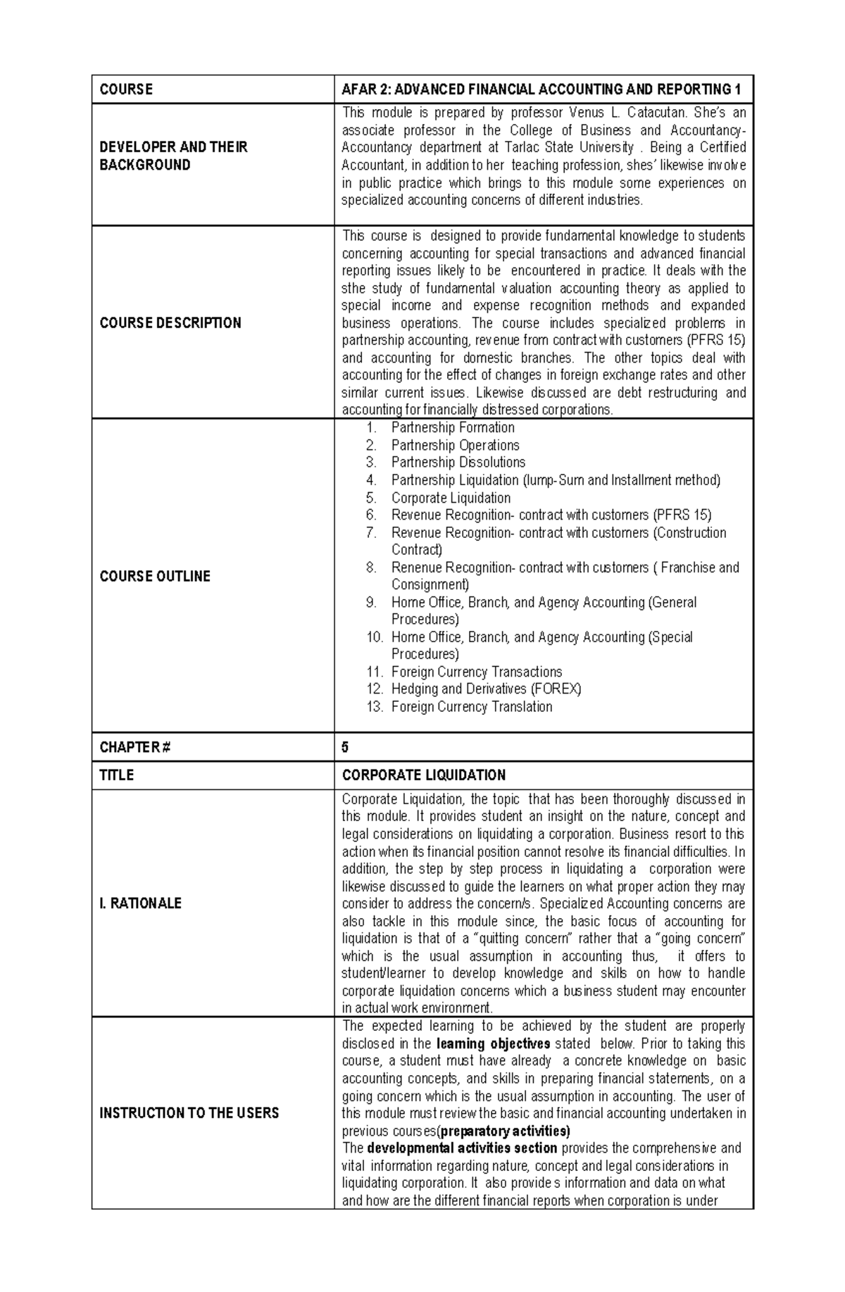 AFAR 2 Module CH 5 - lectures - COURSE AFAR 2: ADVANCED FINANCIAL ...
