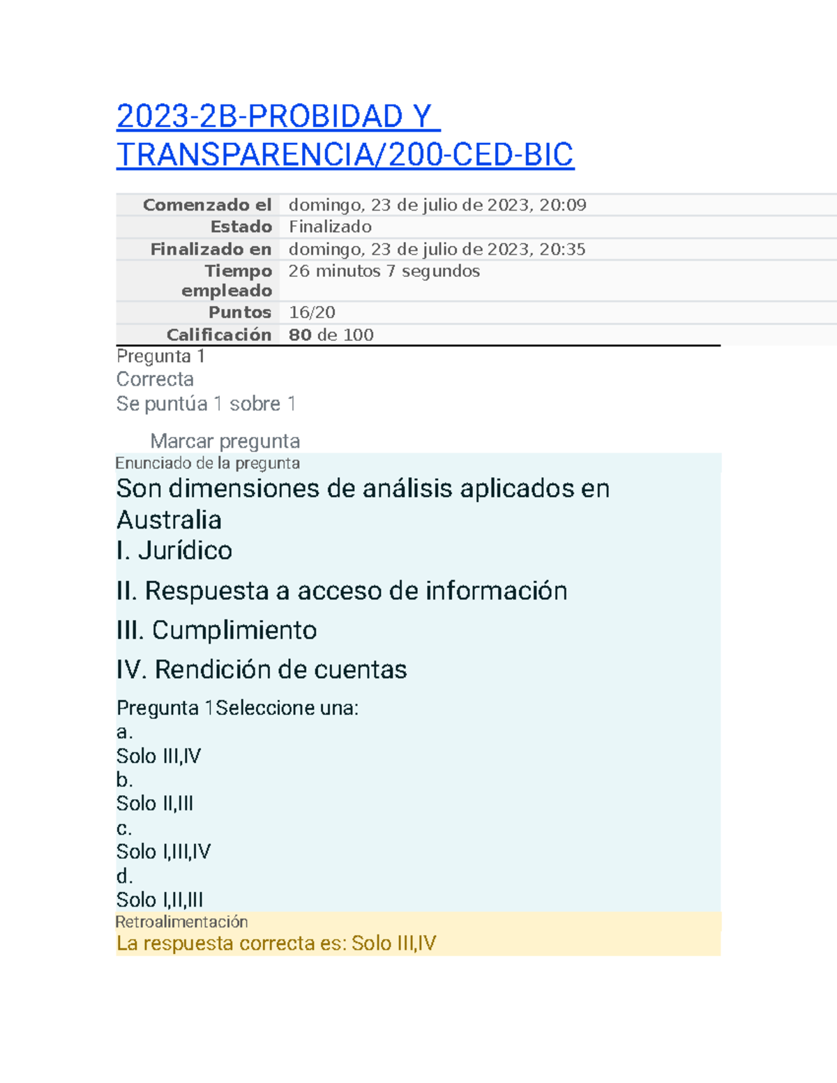Probidad - providad examen - 2023-2B-PROBIDAD Y TRANSPARENCIA/200-CED ...