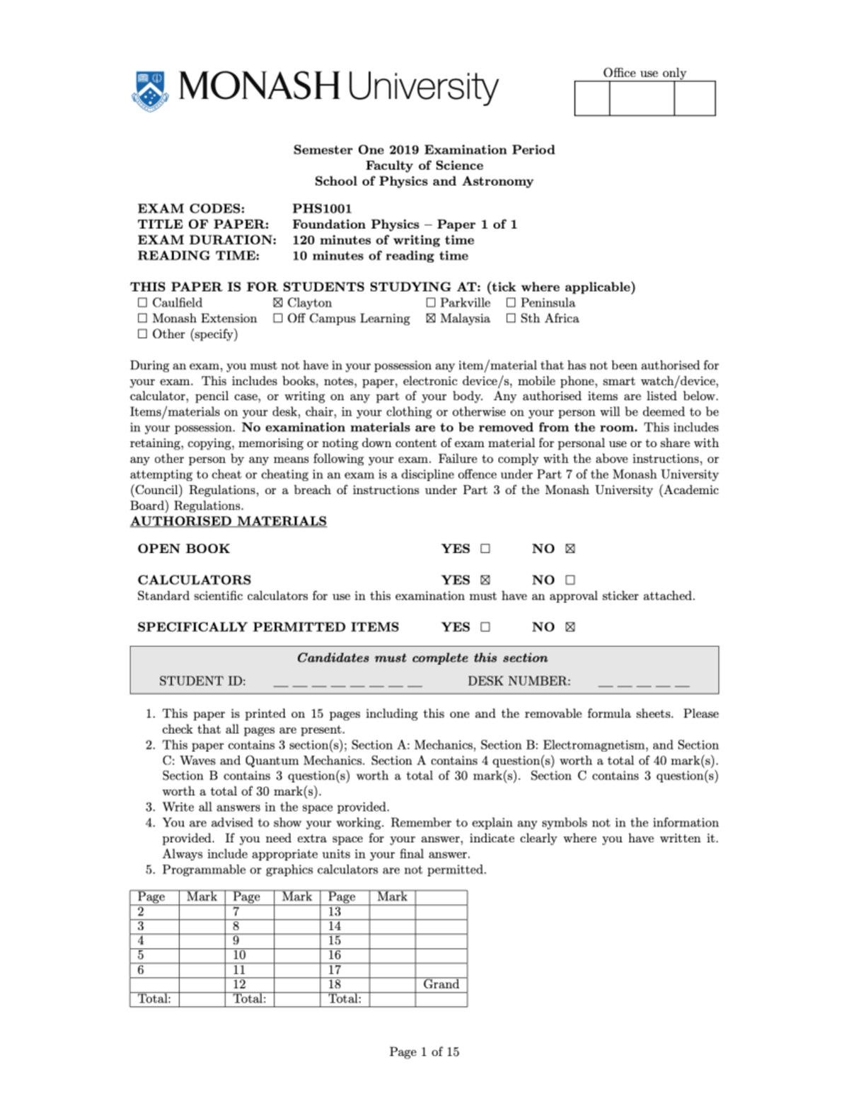 Phs 2019 Q Practice Exam 2019 Questions Phs1011 Studocu