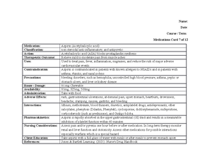 Cefepime - Medication card - Name: Date : Course / Term : Medication ...