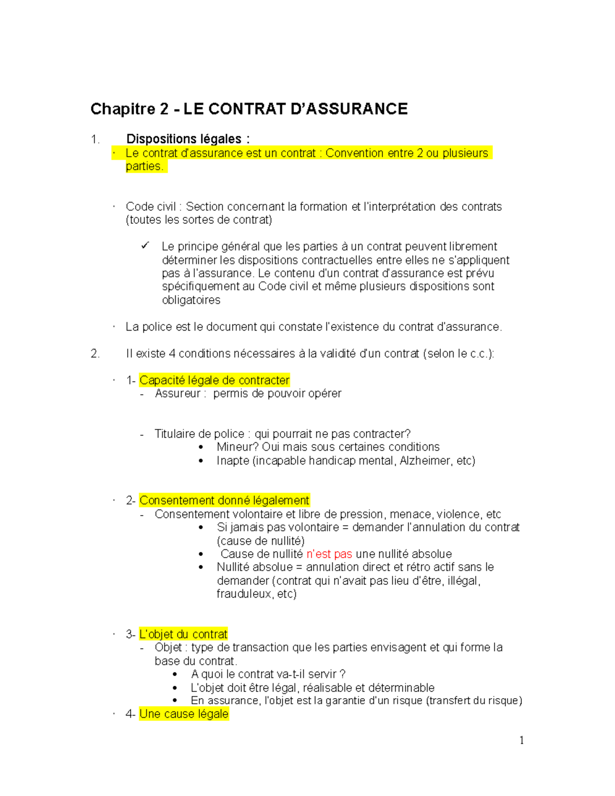 Chap 2 Le Contrat Notes De Cours Chapitre 2 Le Contrat D