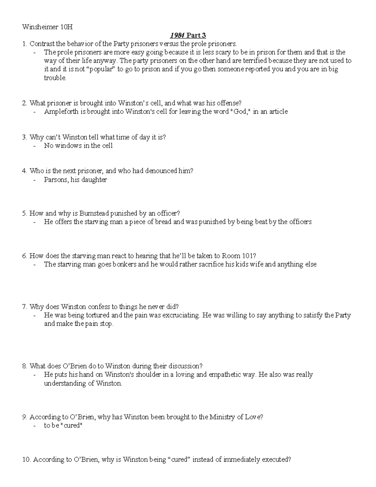 1984 Part 3 Notes - Winsheimer 10H 1984 Part 3 Contrast the behavior of ...