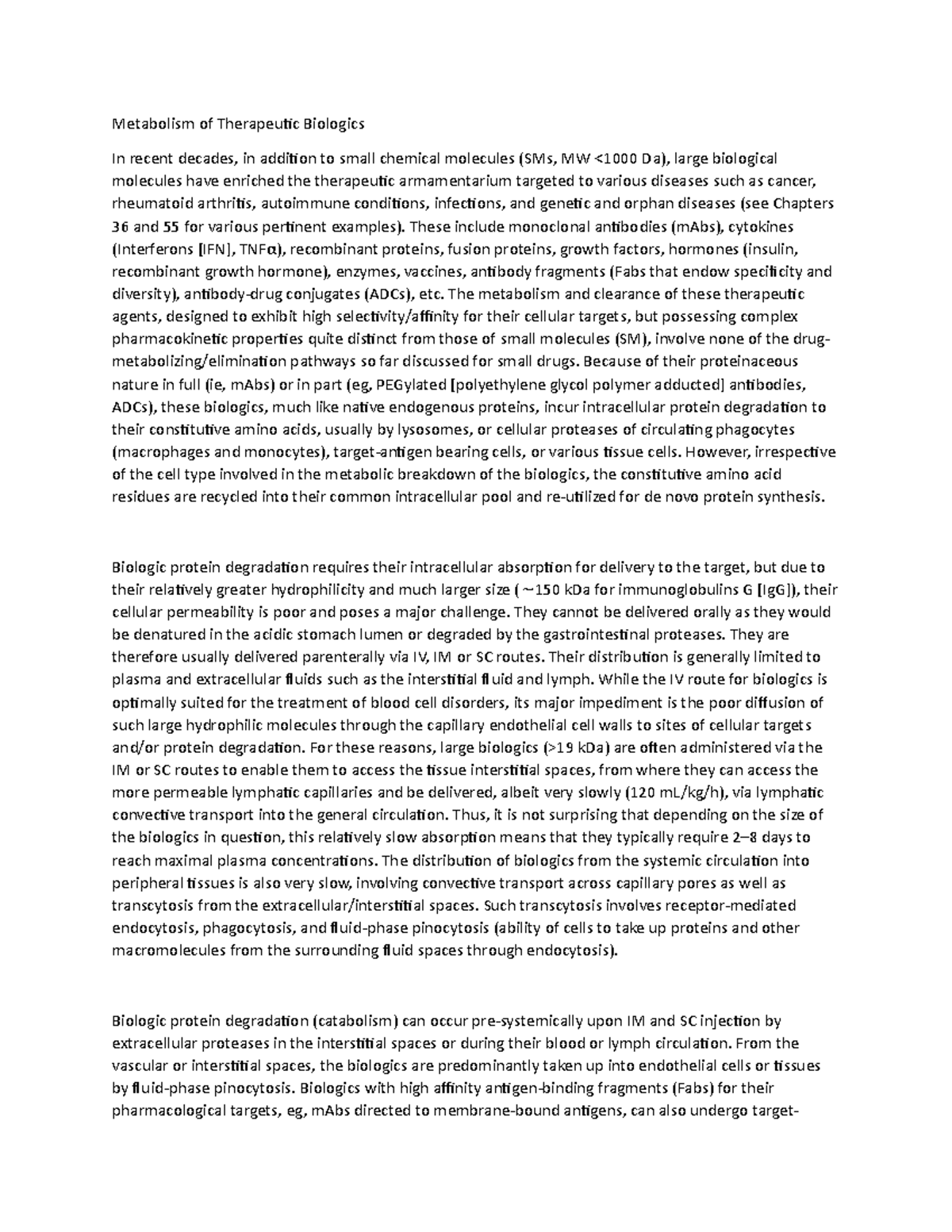 Interactions between Drugs Endogenous Compounds - Metabolism of ...
