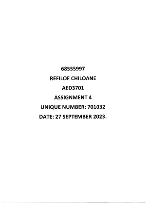 Assignment 4 UNISA - 68555997 – REFILOE CHILOANE EDS ASSIGNMENT UNIQUE ...