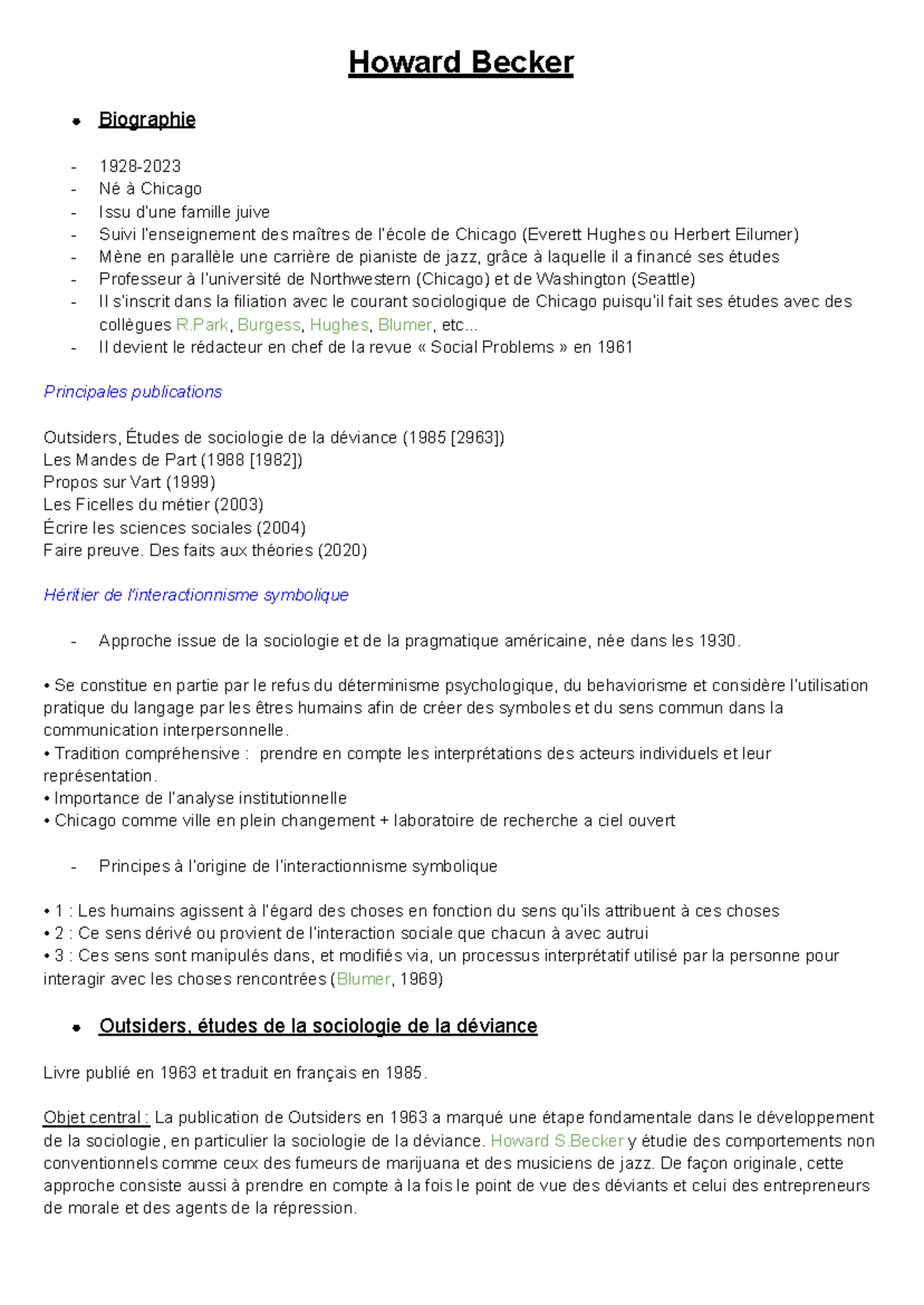 Howard Becker - Howard Becker Biographie - 1928- Né à Chicago Issu d ...