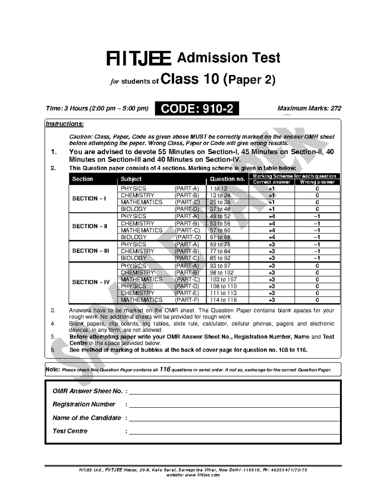 Sample Paper-AT-2324- Class-X-P2-PCBM - FIITJEE Ltd., FIITJEE House, 29 ...
