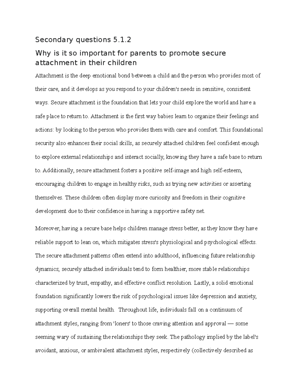 Secondary questions 5 - classnotes - Secondary questions 5. Why is it ...