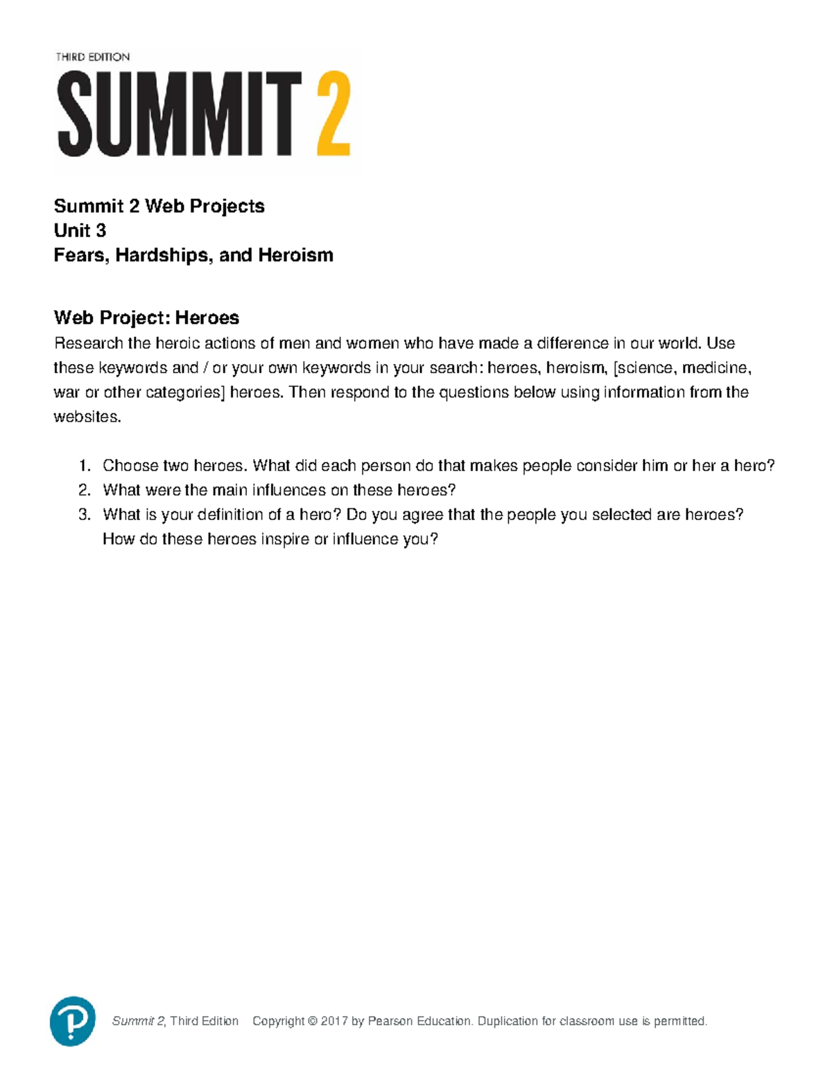 Su2 u03 web project - Summit 2, Third Edition Copyright © 2017 by ...