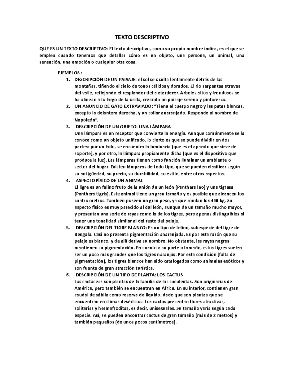 Tecto de descripción - TEXTO DESCRIPTIVO QUE ES UN TEXTO DESCRIPTIVO ...