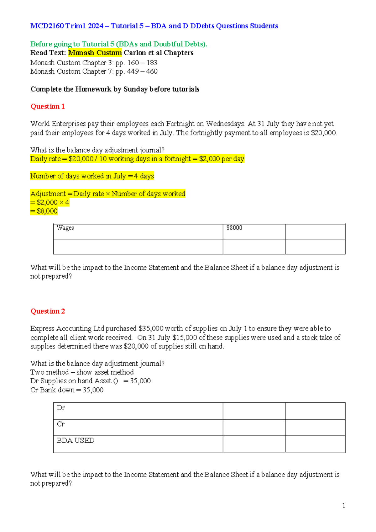 E MCD2160 Trim1 2024 Tutorial 5 BDA and DD Questions - Before going to ...