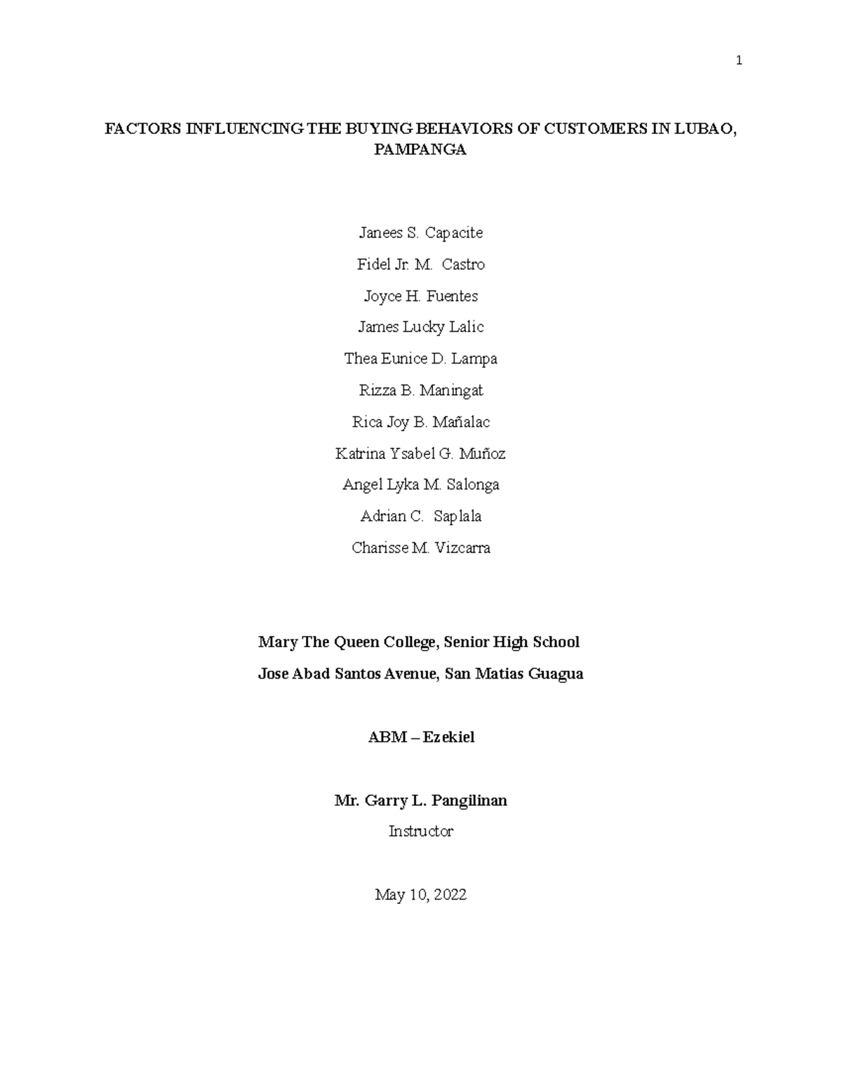 MPT Joyce-Fuentes - Sample concept paper - FACTORS INFLUENCING THE ...