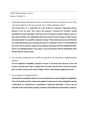 Tutorial 5 Solutions - Solution - Microeconomic Analysis - USP - Studocu