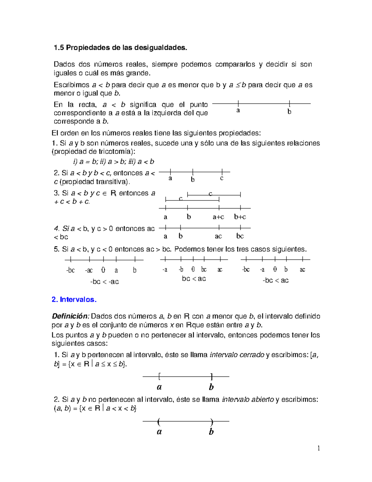 1.5 Propiedades de las desigualdades. - Dados dos números reales ...