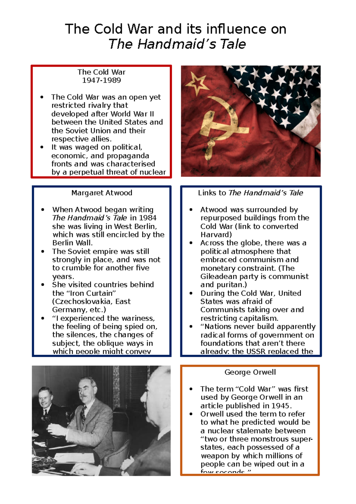 Cold War notes (linked to 1984 and The Handmaid's Tale) - The Cold War ...