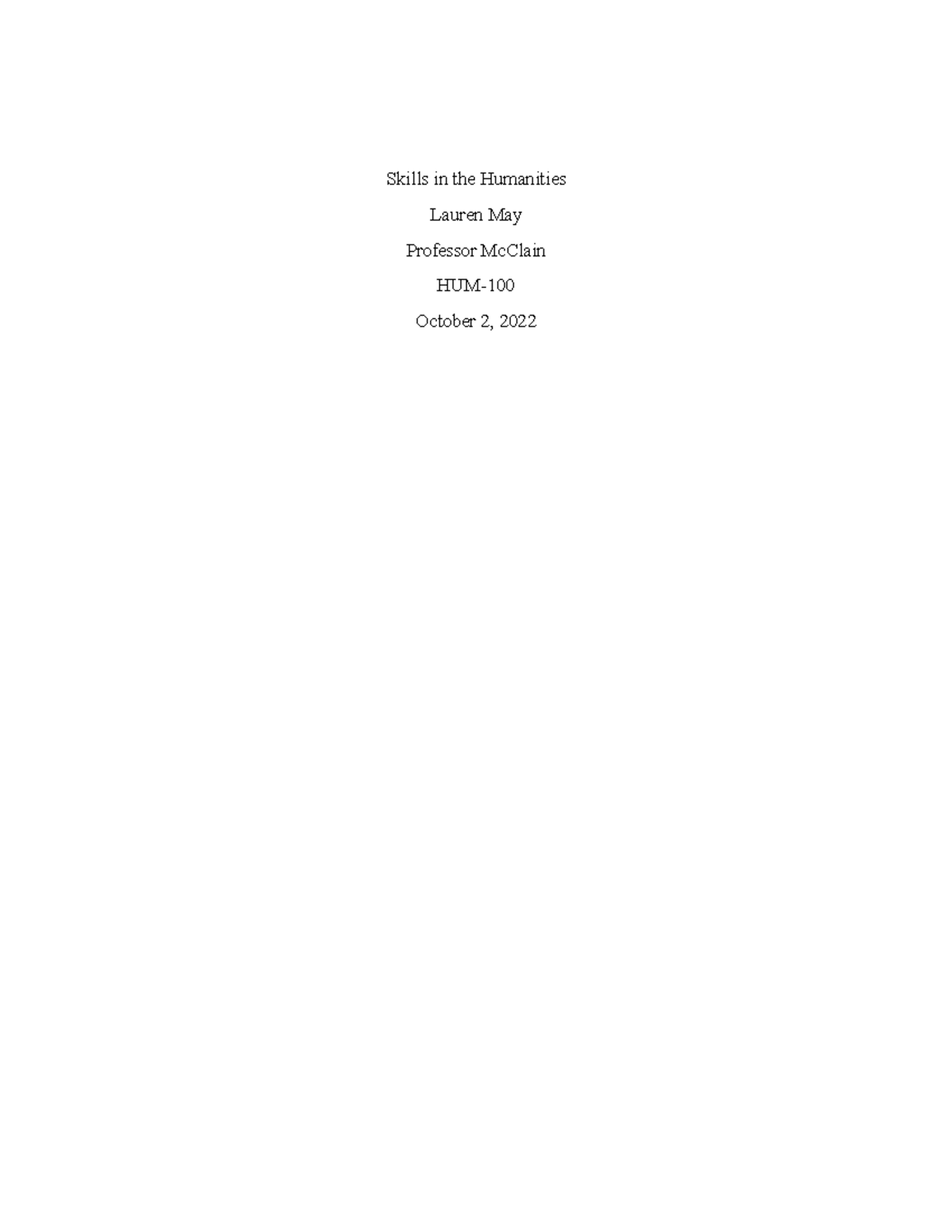 HUM-100 5-2 Skills in the Humanities - Skills in the Humanities Lauren ...