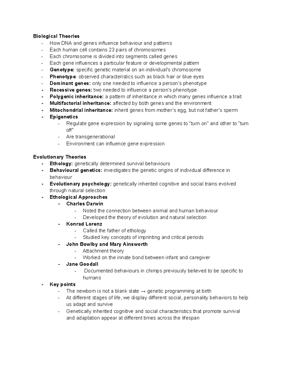 Theories of Development - Biological Theories - How DNA and genes ...