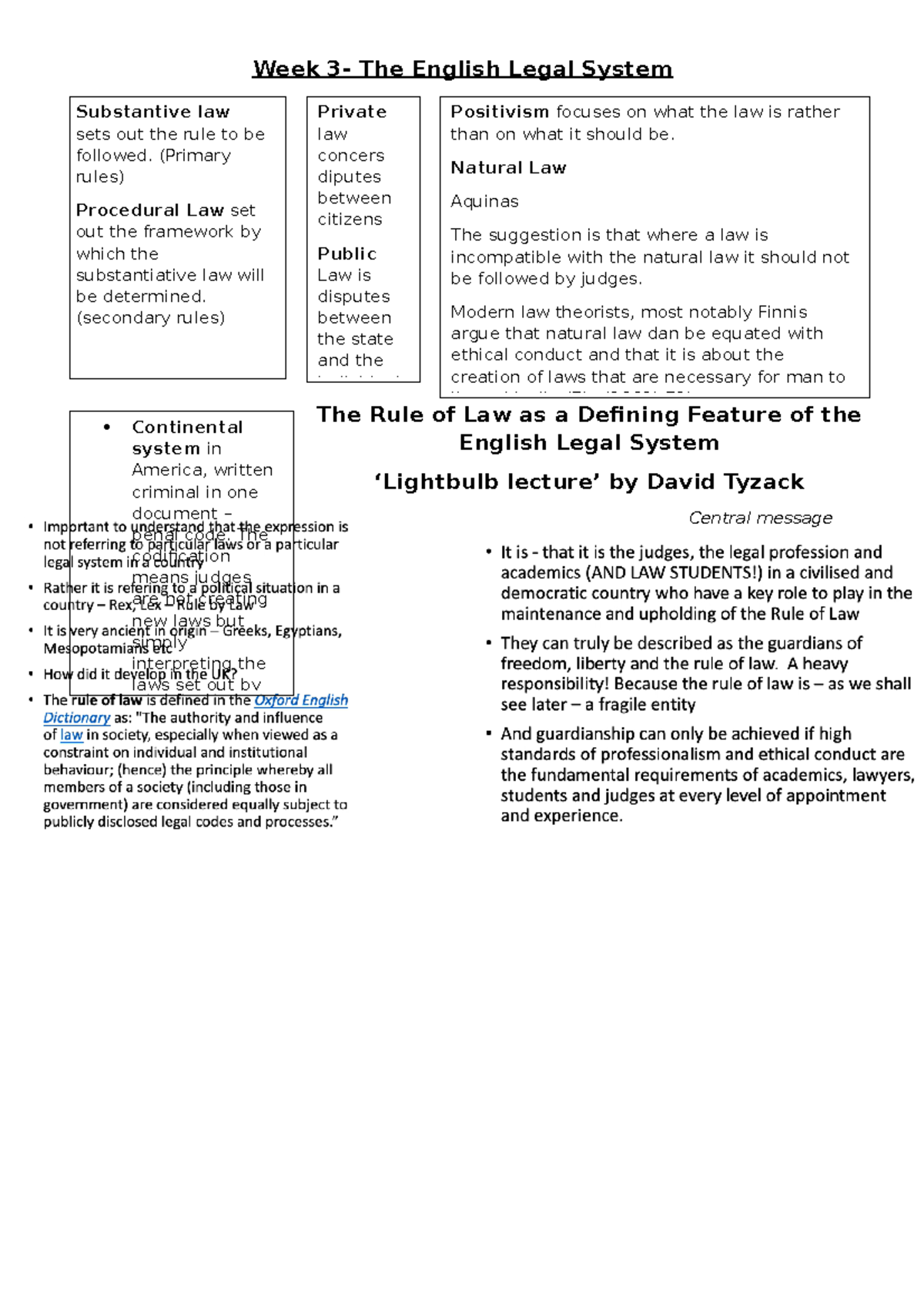 Week 3 - The rule of Law - Week 3- The English Legal System The Rule of ...